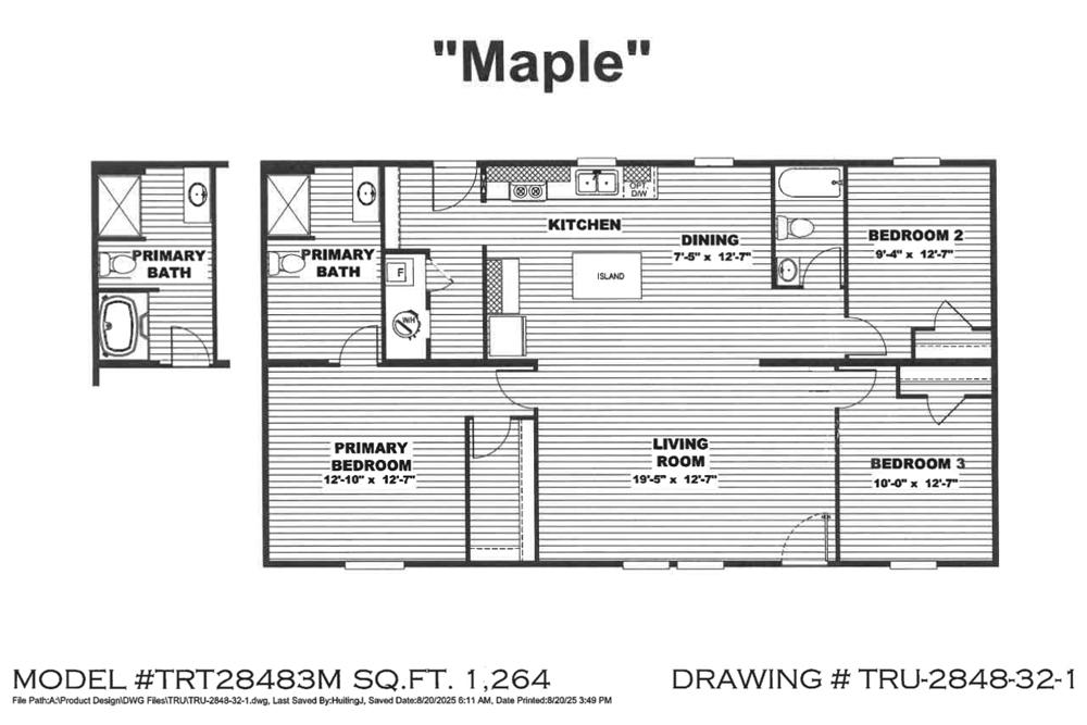 TRU Homes Origin Maple | 3BR/2BA 1264 SQ. FT On Sale at $72k | Braustin Homes